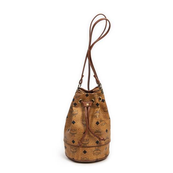 MCM | Bags | Mcm Mini Bucket Drawstring Crossbody In Cognac Visetos ...